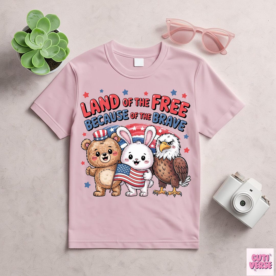 Land of the Free Because of the Brave, 4th of July PNG, Cute Patriotic ...