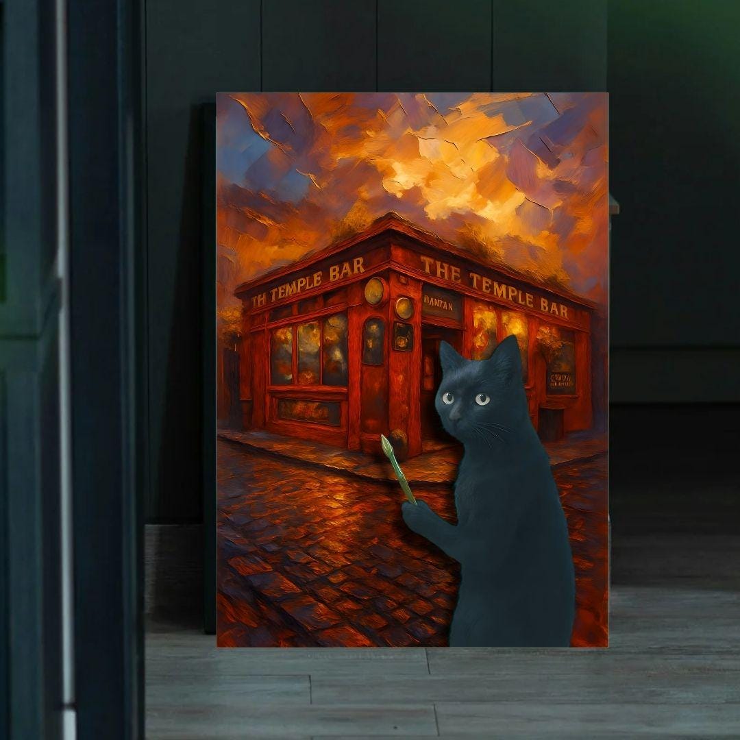 Black Cat Work in Progress Temple Bar, Dublin City, Cat Posters, - Etsy