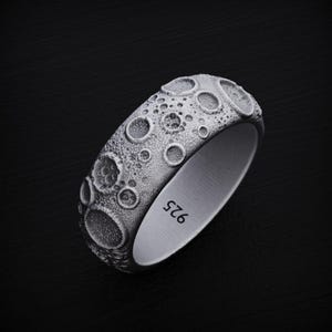 Moon Crater Ring, 925 Sterling Silver Lunar Surface Ring, Textured ...