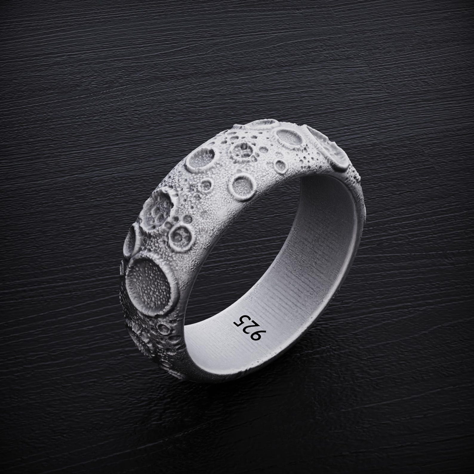 Moon Crater Ring, 925 Sterling Silver Lunar Surface Ring, Textured ...