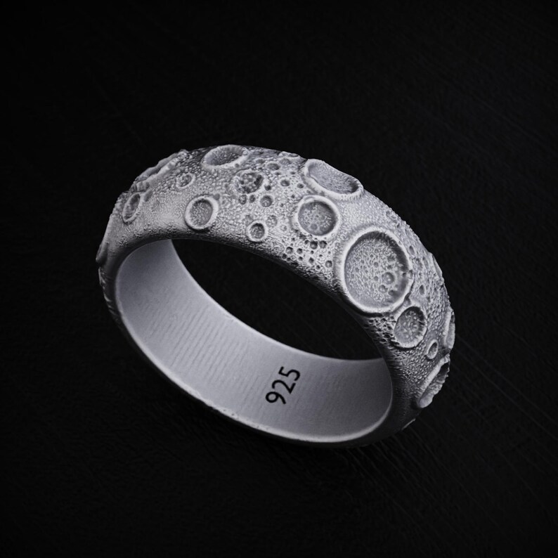 Moon Crater Ring, 925 Sterling Silver Lunar Surface Ring, Textured ...