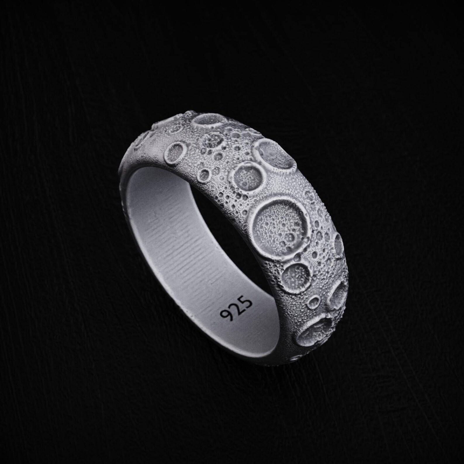 Moon Crater Ring, 925 Sterling Silver Lunar Surface Ring, Textured ...