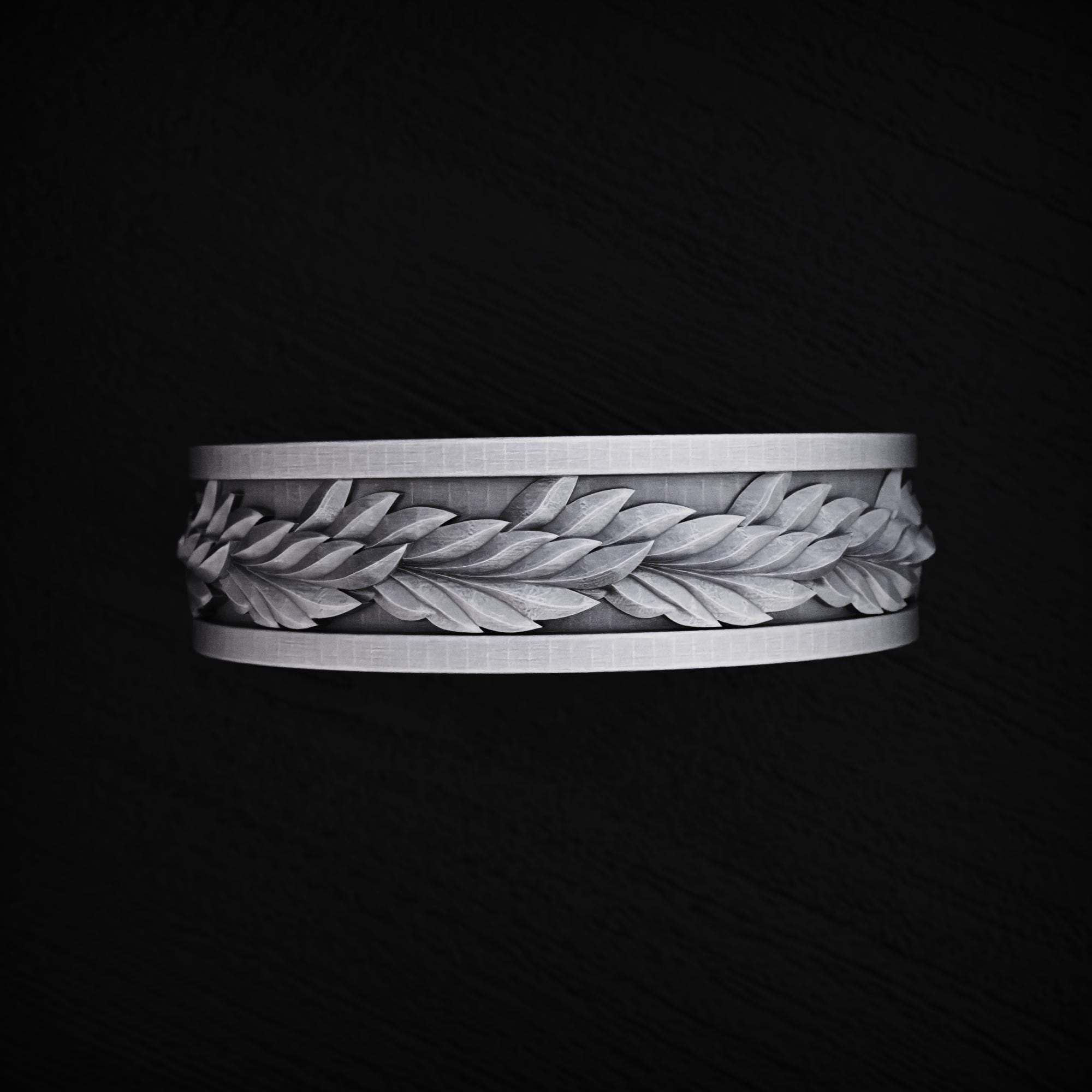 Laurel Wreath Ring, Sterling Silver Victory Band, Roman Leaf Ring for ...