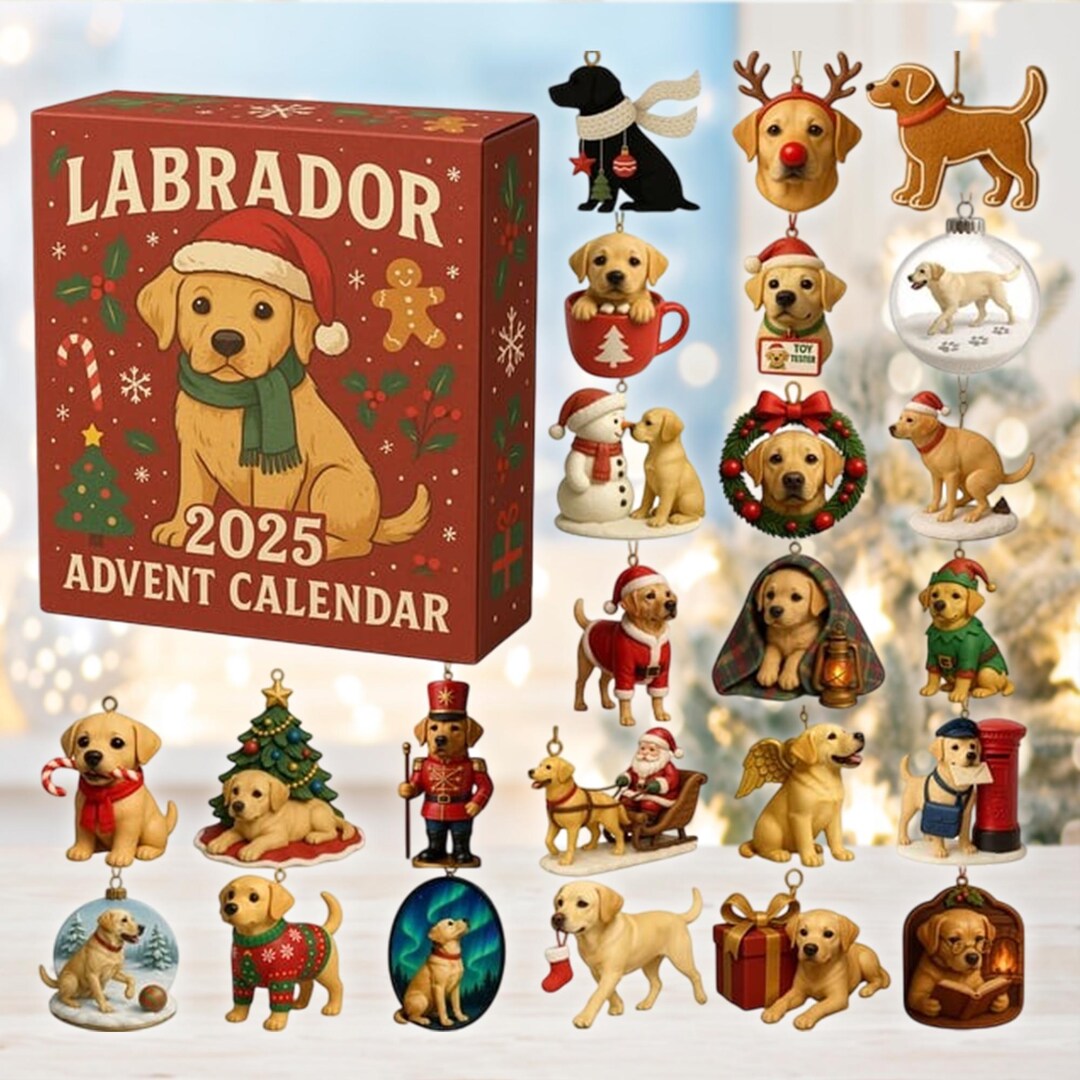 Labrador Advent Calendar 2025, Dog Christmas Countdown Ornaments, 24 ...