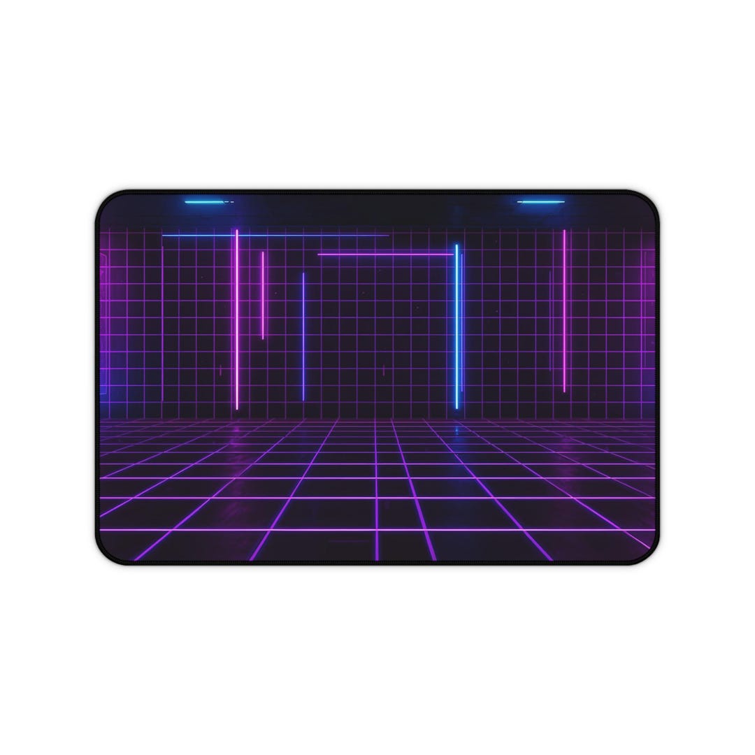 Retro Neon Desk Mat - Gaming Decor, Office Accessories, Computer Mat ...