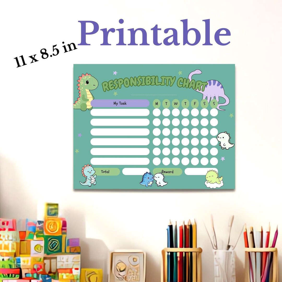 Toddler Routine Chart Dinosaur CHORE CHART for Toddlers Reward Chart ...