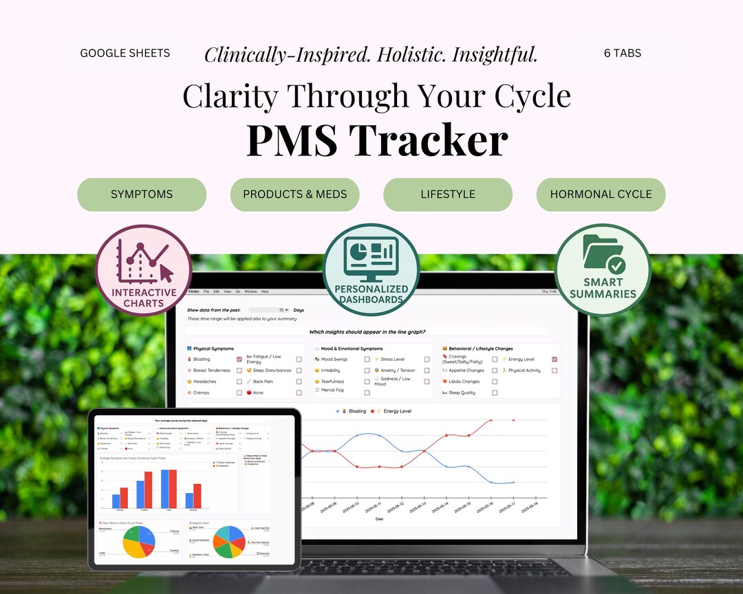 PMS Tracker – Google Sheets Template | PMDD Journal | Symptom & Mood ...