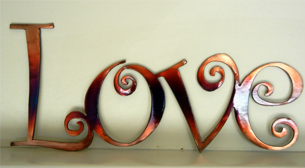 Love curly Letters Metal Art | Etsy
