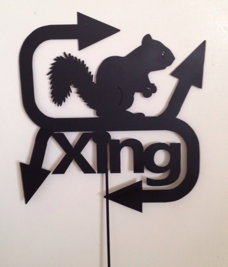 Squirrel Crossing Metal Garden Stake - Etsy