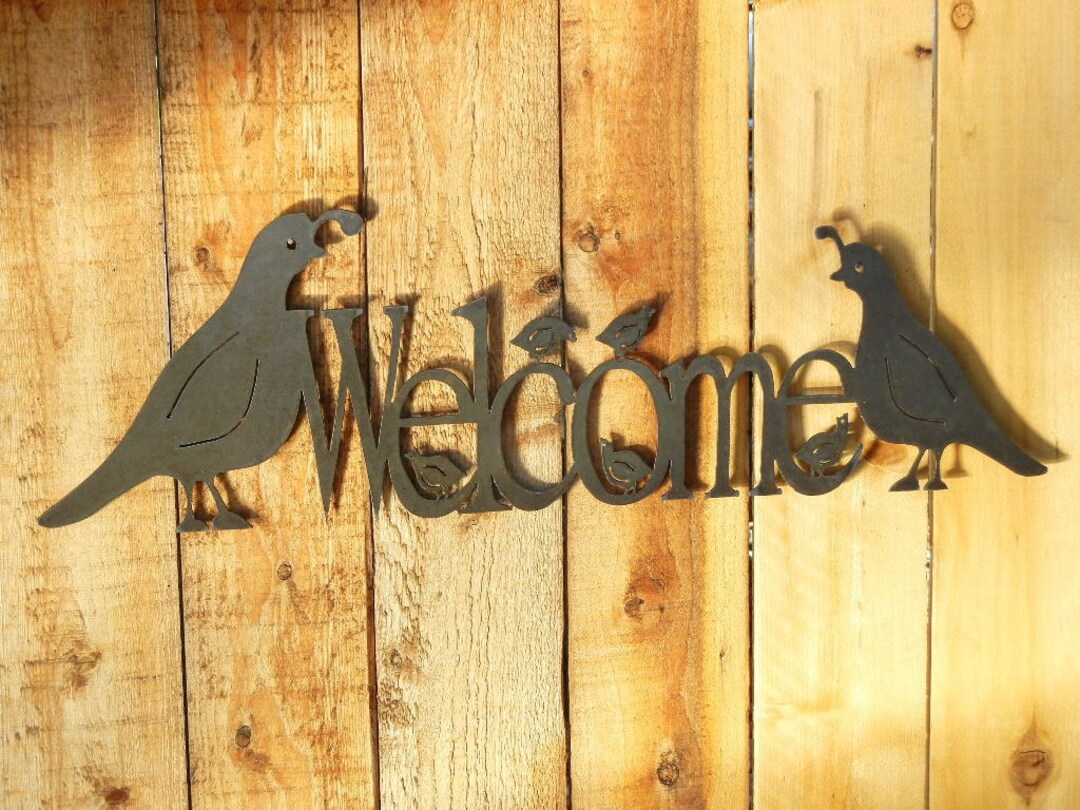 Quail Family Welcome Metal Word Art for Outoors or Indoors - Etsy