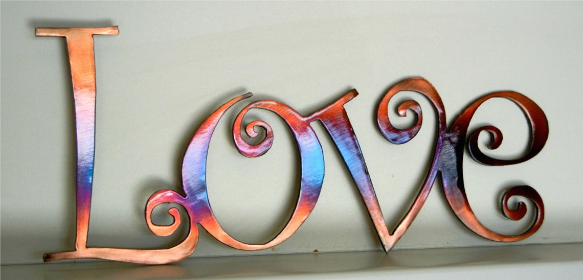Love curly Letters Metal Art - Etsy