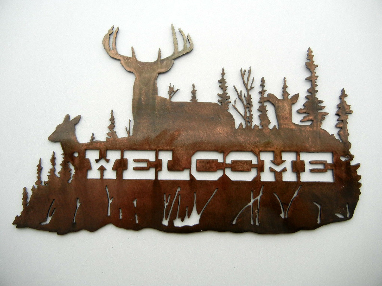 Deer Welcome Metal Sign - Etsy