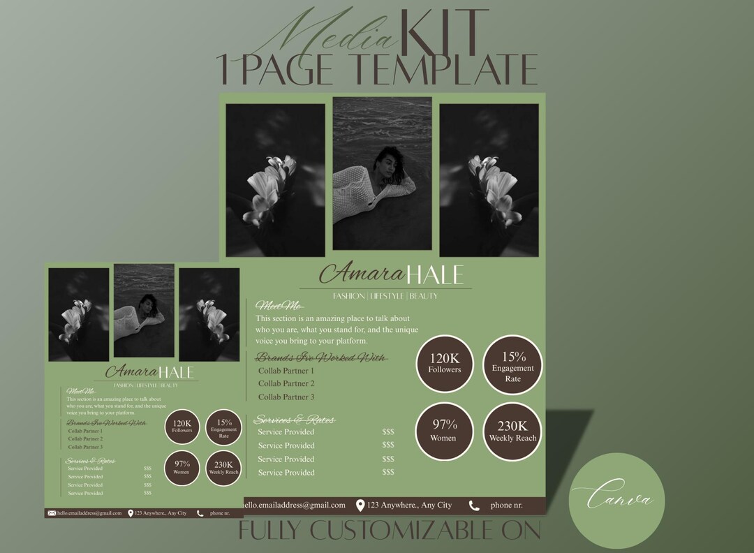 Influencer Media Kit Template | Canva Press Kit for Instagram ...