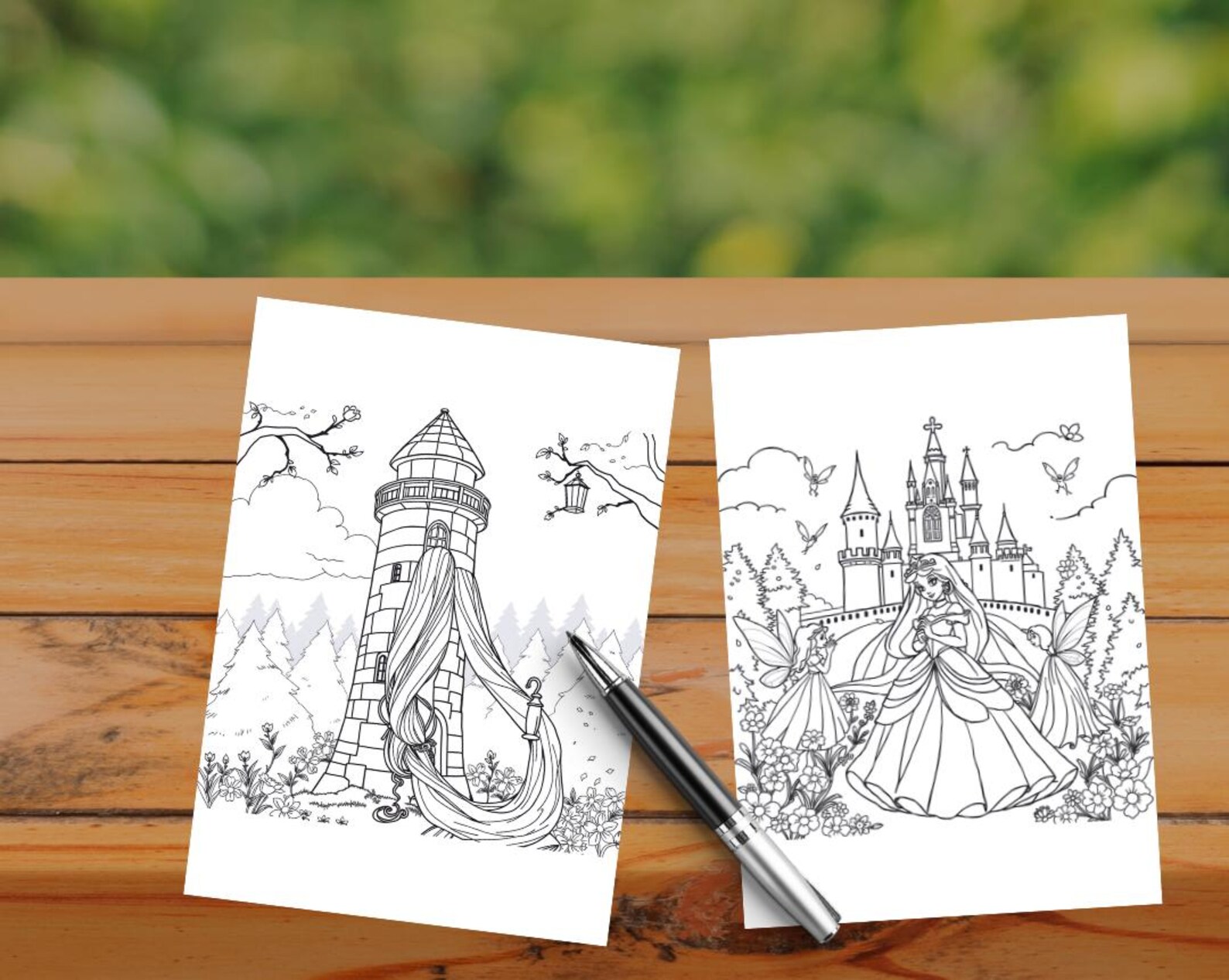 Classic Princess Fairy Tale Coloring Pages for Kids - 5 Printable ...
