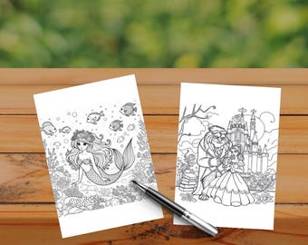Classic Princess Fairy Tale Coloring Pages for Kids - 5 Printable ...