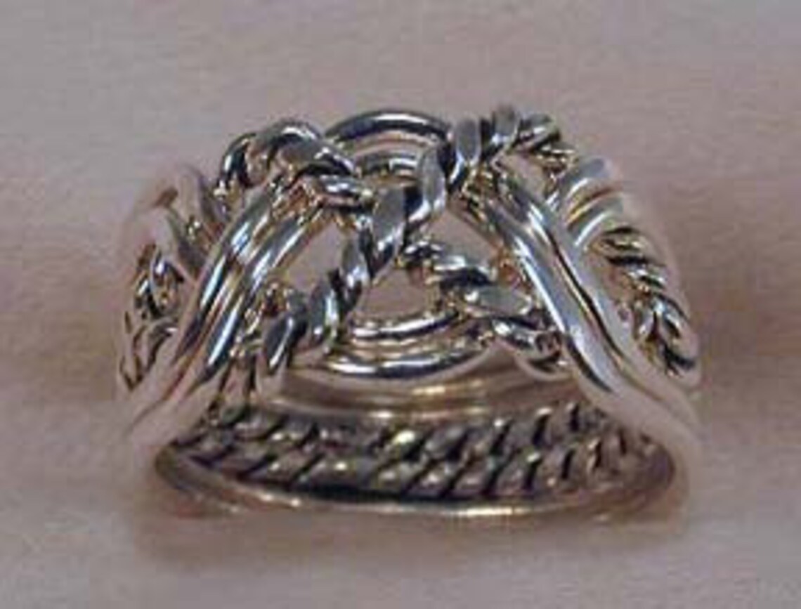 6 Pc. Sterling Silver Puzzle Ring W/ A Twist - Etsy