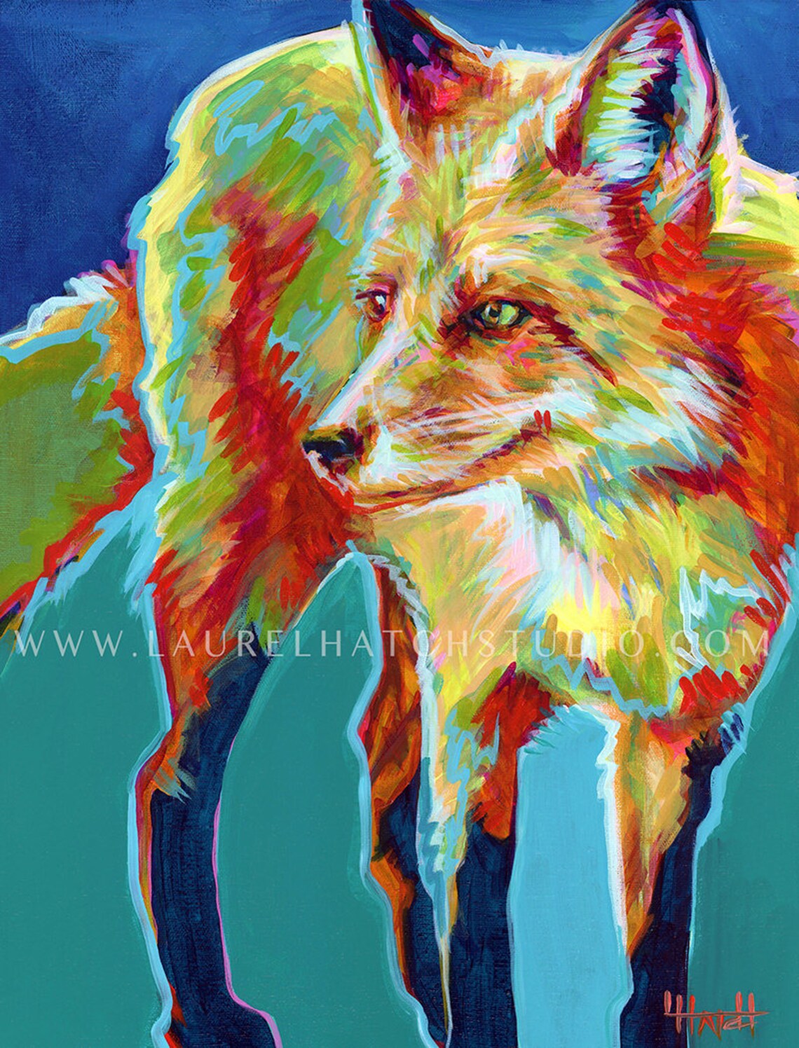 Silver Fox Wildlife Giclee Art Print From Original Painting - Signed ...