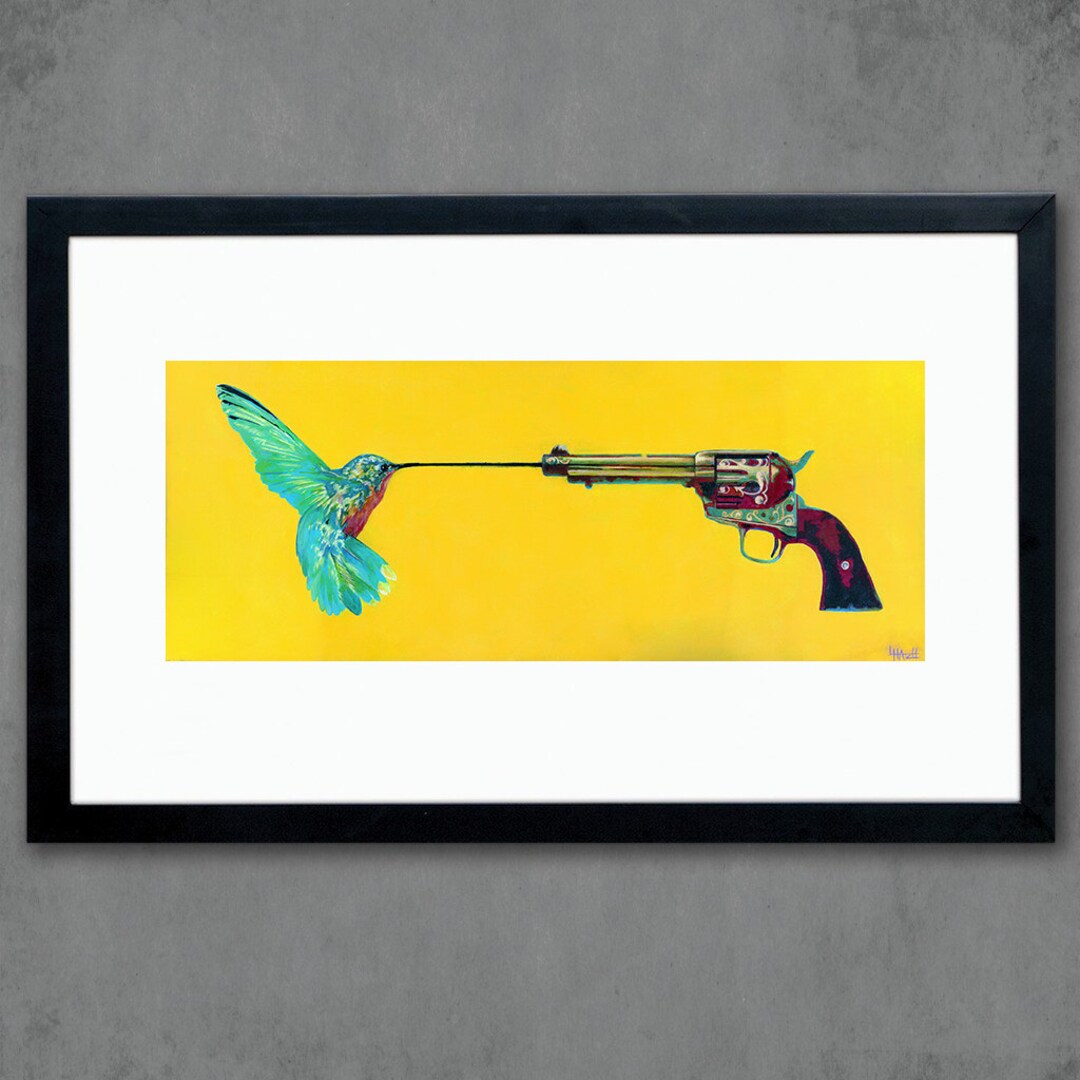 Humdinger Cowboy Hummingbird Pistol Revolver Gun Giclee Art Print From ...