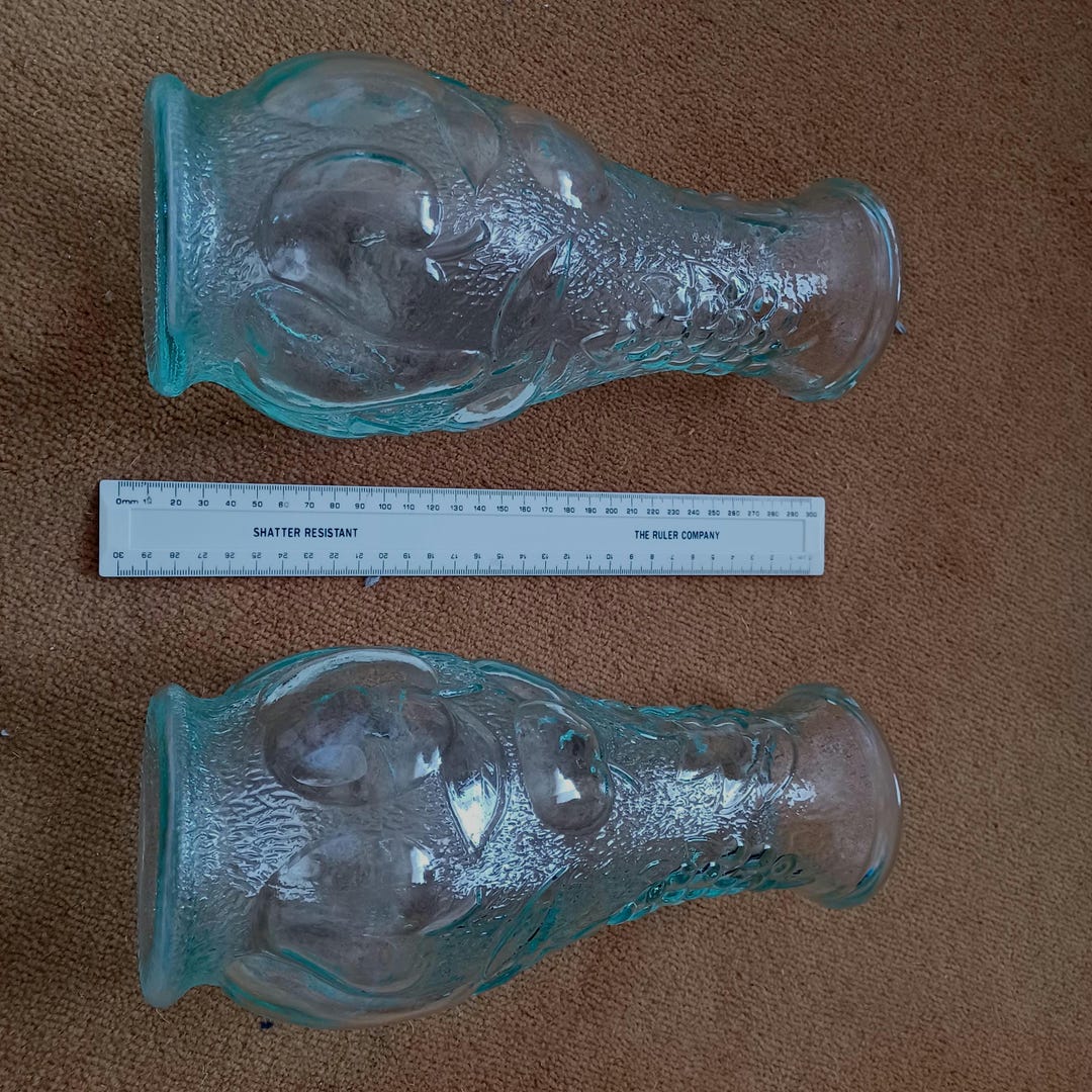 Vintage Italian Clear Glass Vases Raised Pear and Grape Embossed - Etsy