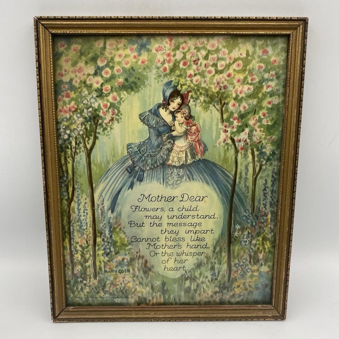 Vintage "mother Dear" Framed Poem Art by Mary Gold 9" X 11" - Etsy