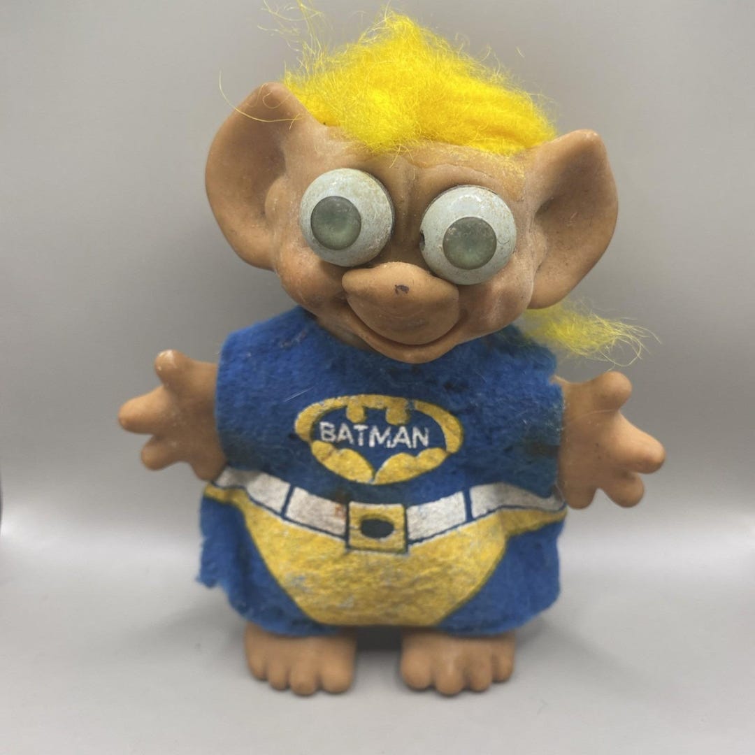 Vtg 1966 Uneeda Wishnik 5.5" Batman Troll Doll W/ Bulging Eyes Yellow ...