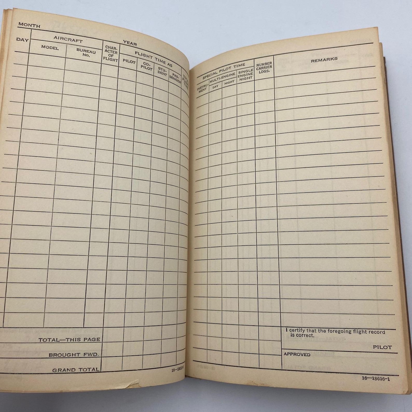 Vintage US Navy Aviator's Flight Log Book With 1950s Entries 4111 AL1 ...