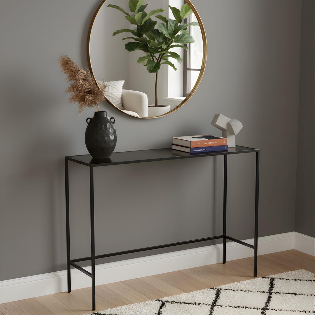 Modern Metal Console Table – Tempered Glass Entryway Table - Etsy