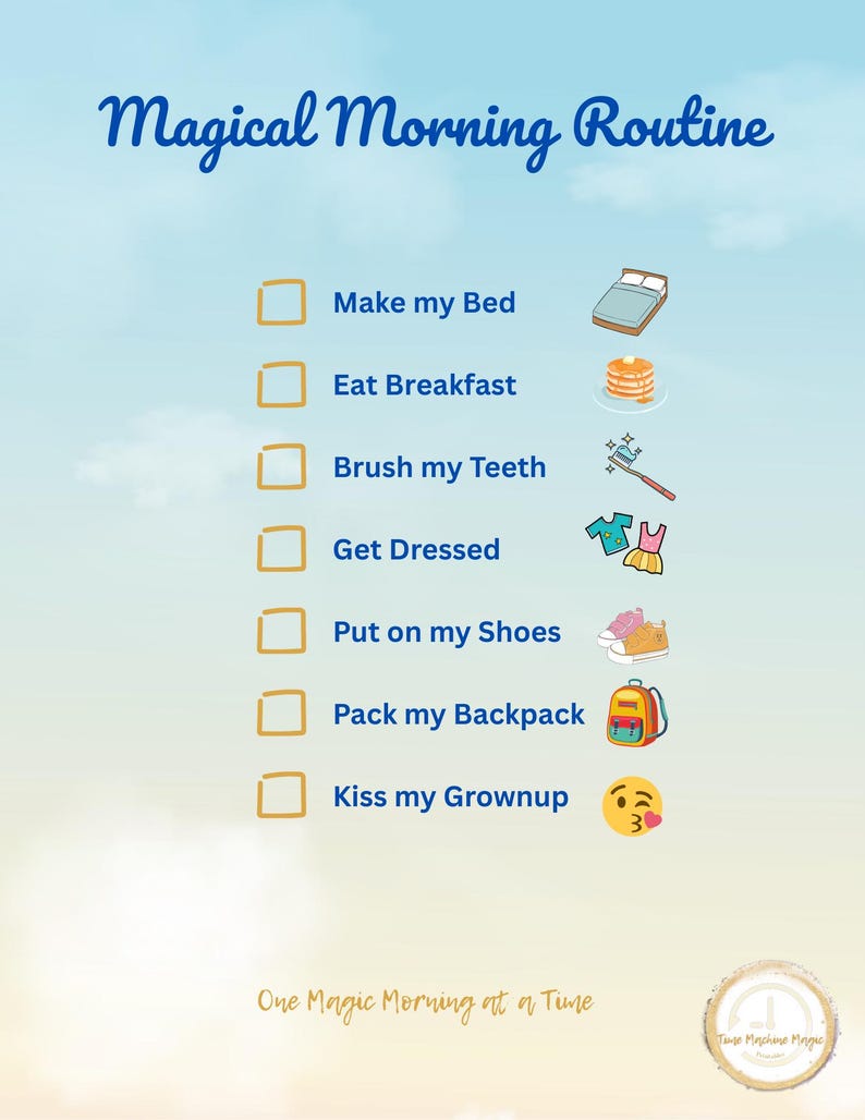 Kids Morning Routine Chart Printable | Checklist for Toddlers and Kids ...