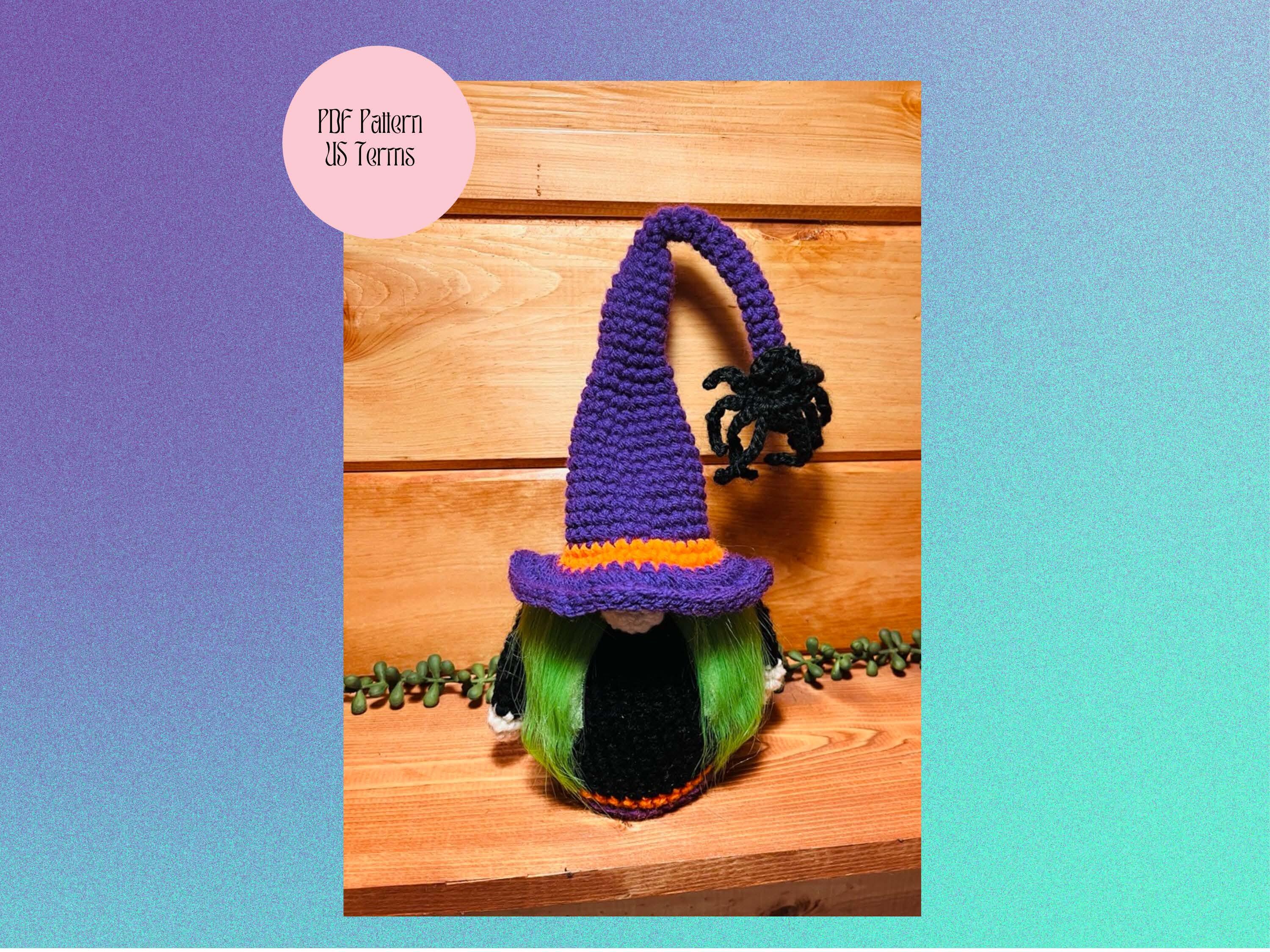 Halloween Crochet Witch Gnome. Crochet Spider. Witch With Tall Hat ...