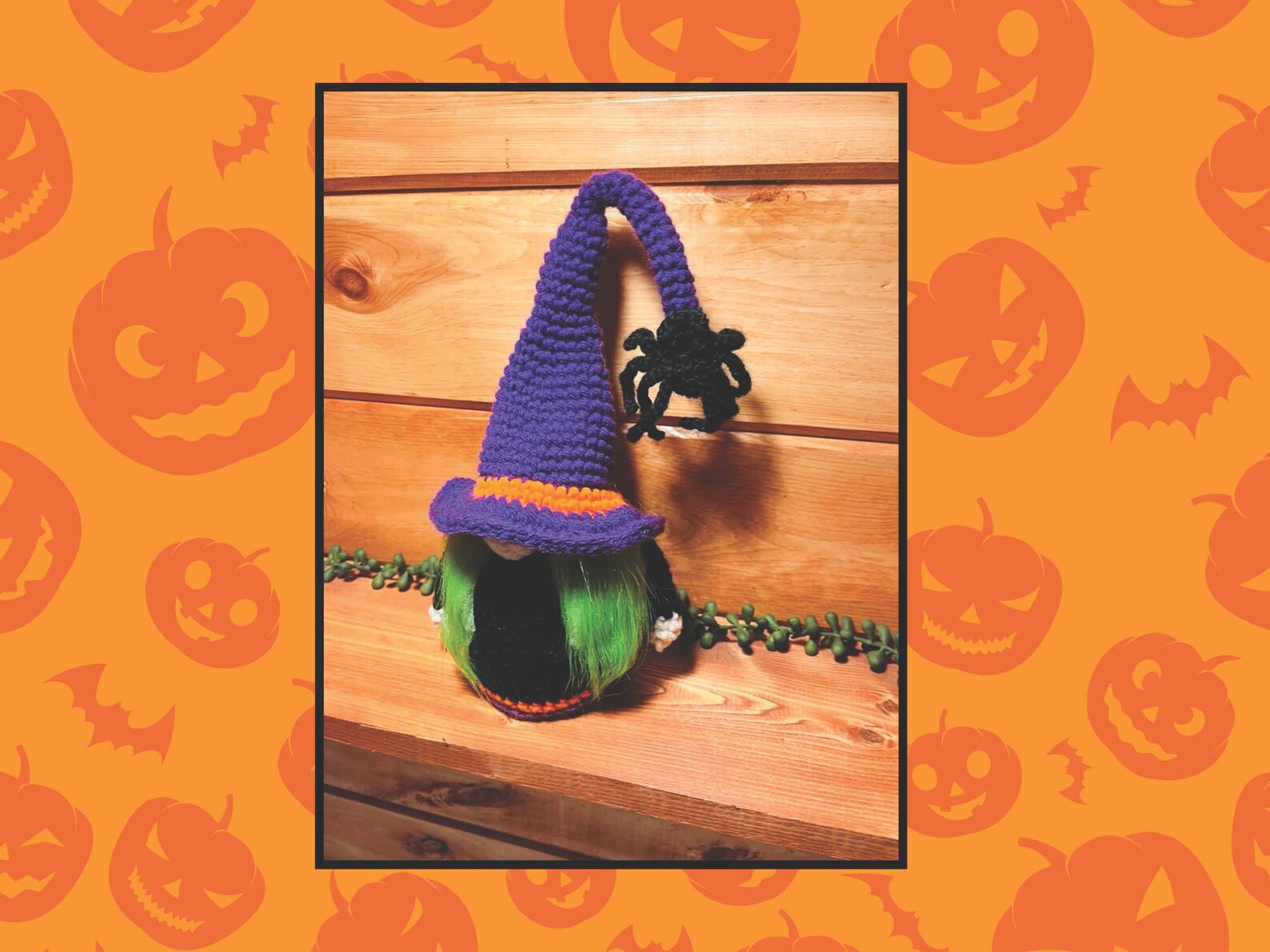 Halloween Crochet Witch Gnome. Crochet Spider. Witch With Tall Hat ...