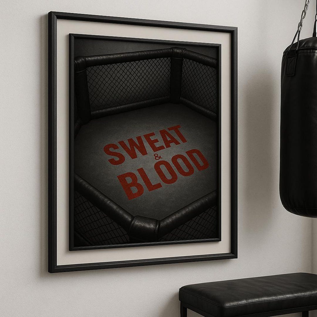 MMA Fight Poster - Gym Decor Printable SWEAT&BLOOD Warrior Mindset Art ...