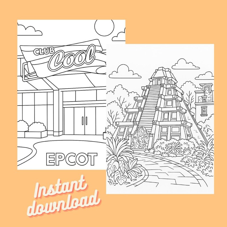 Epcot Colouring Pages - Printable | Disney - Etsy