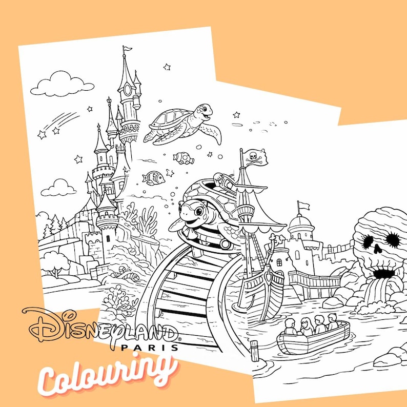 Disneyland Paris Colouring Pages - Printable | Disney - Etsy