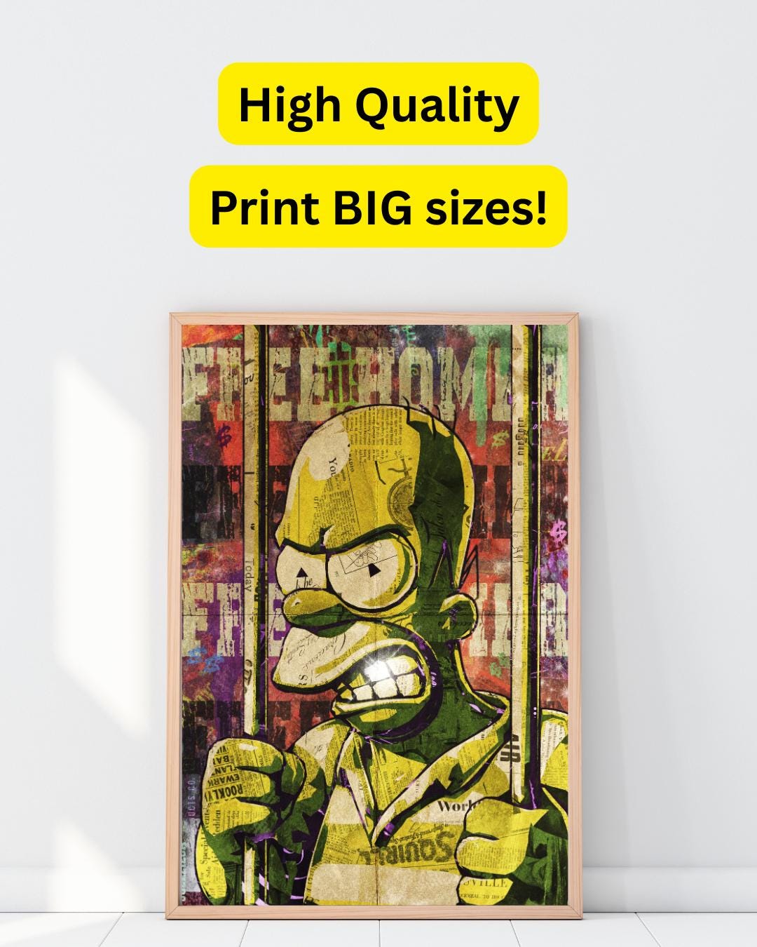 FREE HOMER Wall Art – Gritty Urban Pop Art Printable, Simpsons-inspired ...
