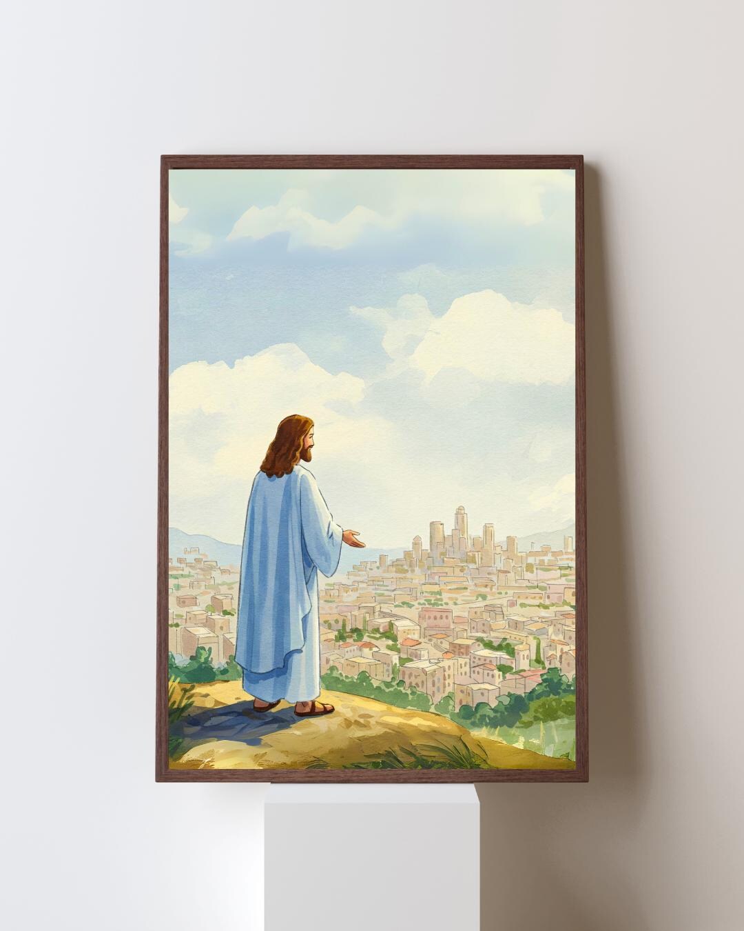 Jesus Overlooking City Art Print: Christian Home Decor (digital ...