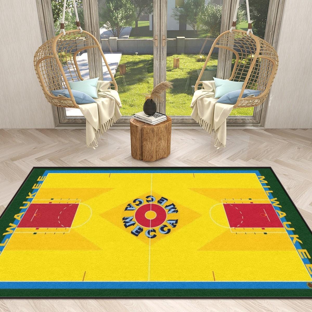 Milwaukee Bucks Basketball Court Room Rug - Etsy