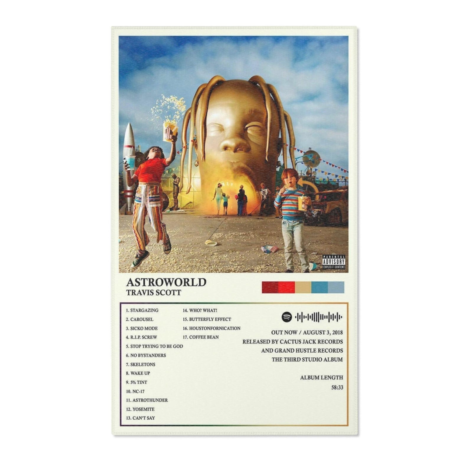 Travis Scott "astroworld" Album Cover Track List Area Rug - Etsy
