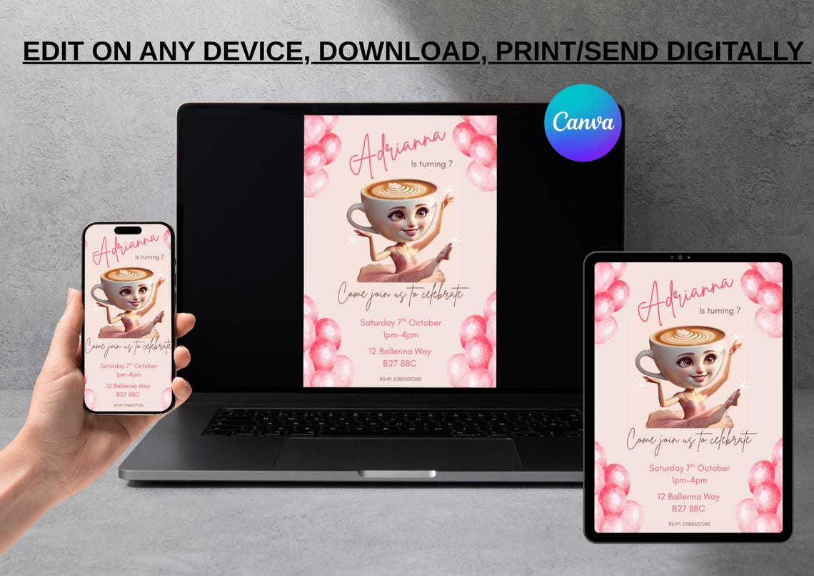 Brain Rot Invitation, Ballerina Capuucina, Digital Invitation Template ...