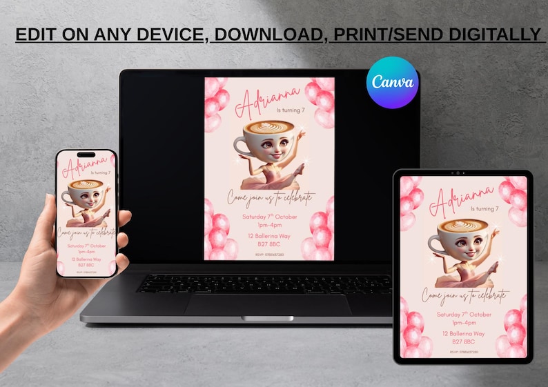 Brain Rot Invitation, Ballerina Capuucina, Digital Invitation Template ...