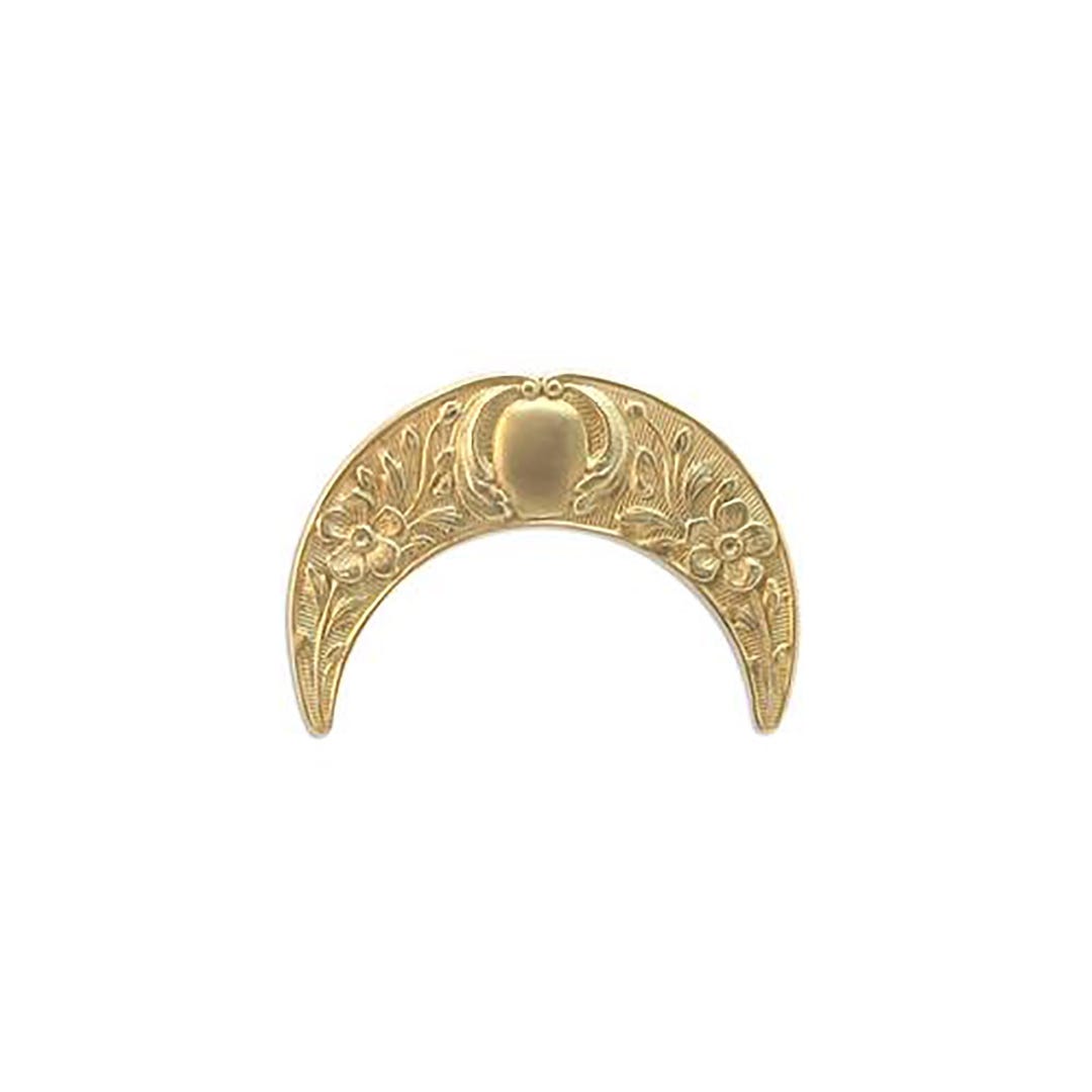 Half Moon Floral Solid Brass Stamping: 1 5/8" by 1 1/8" - Etsy