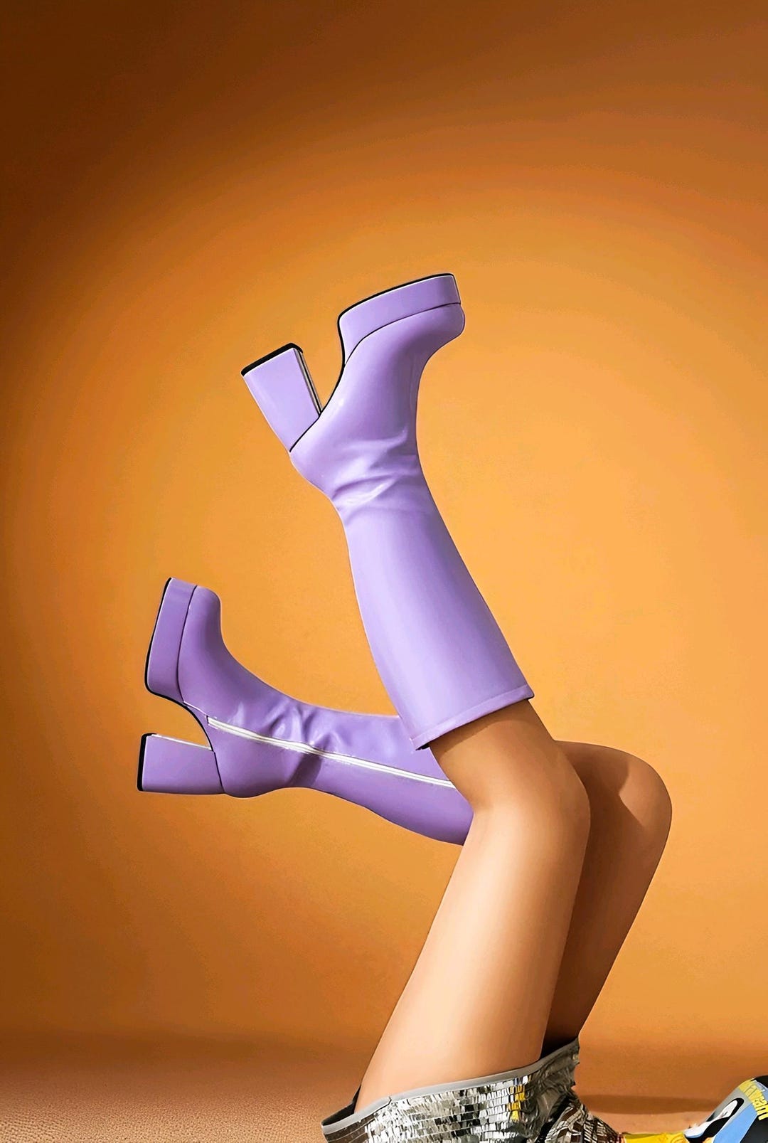 Handmade Plus Size Patent Leather Platform Boots | Purple Wide Calf - Etsy
