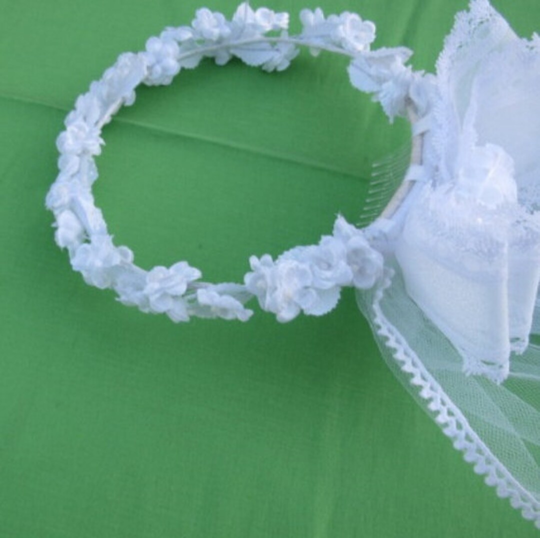 First Communion Veil Floral Crown Veil Child Communion Veil Catholic ...