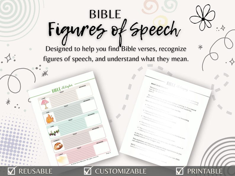 Bible Figures of Speech Worksheet Pack | Printable Bible Study for JW ...