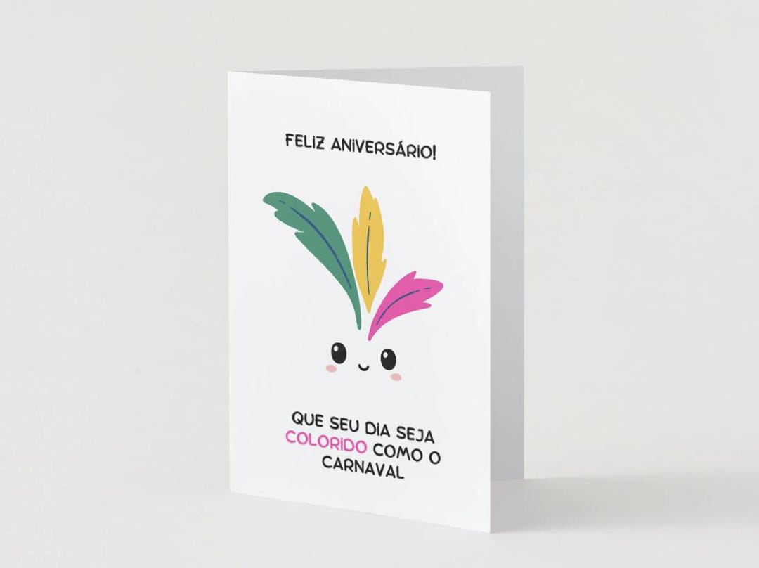 Brazilian Birthday Card: Colorful Carnaval Design in Portuguese ...