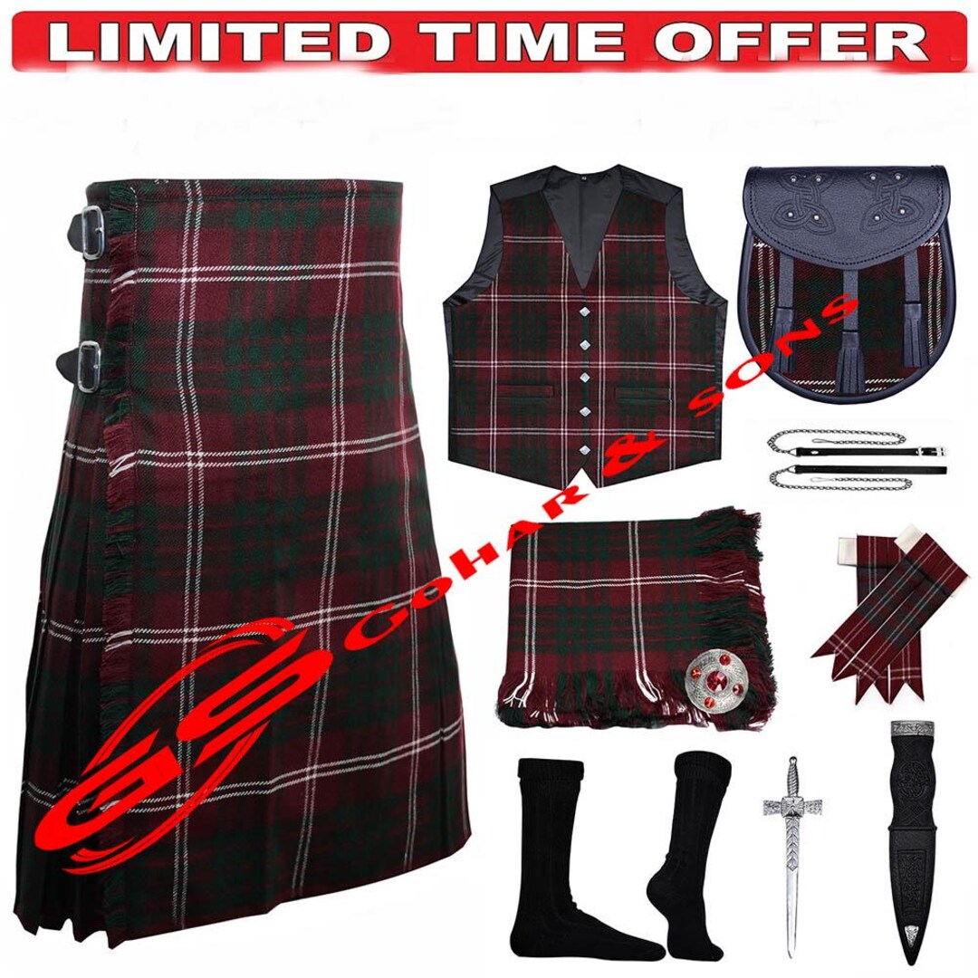 Handmade Clan Fraser Tartan Kilt, 8 Yard 16oz - Etsy