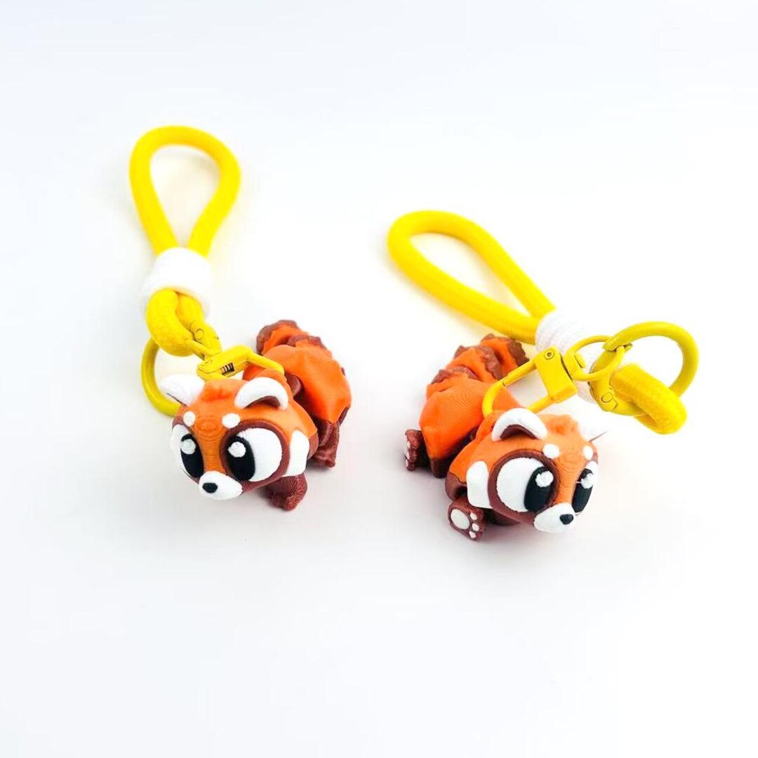 3D Printed Red Panda Keychain Set - Cute Animal Car Keyring, Cartoon ...