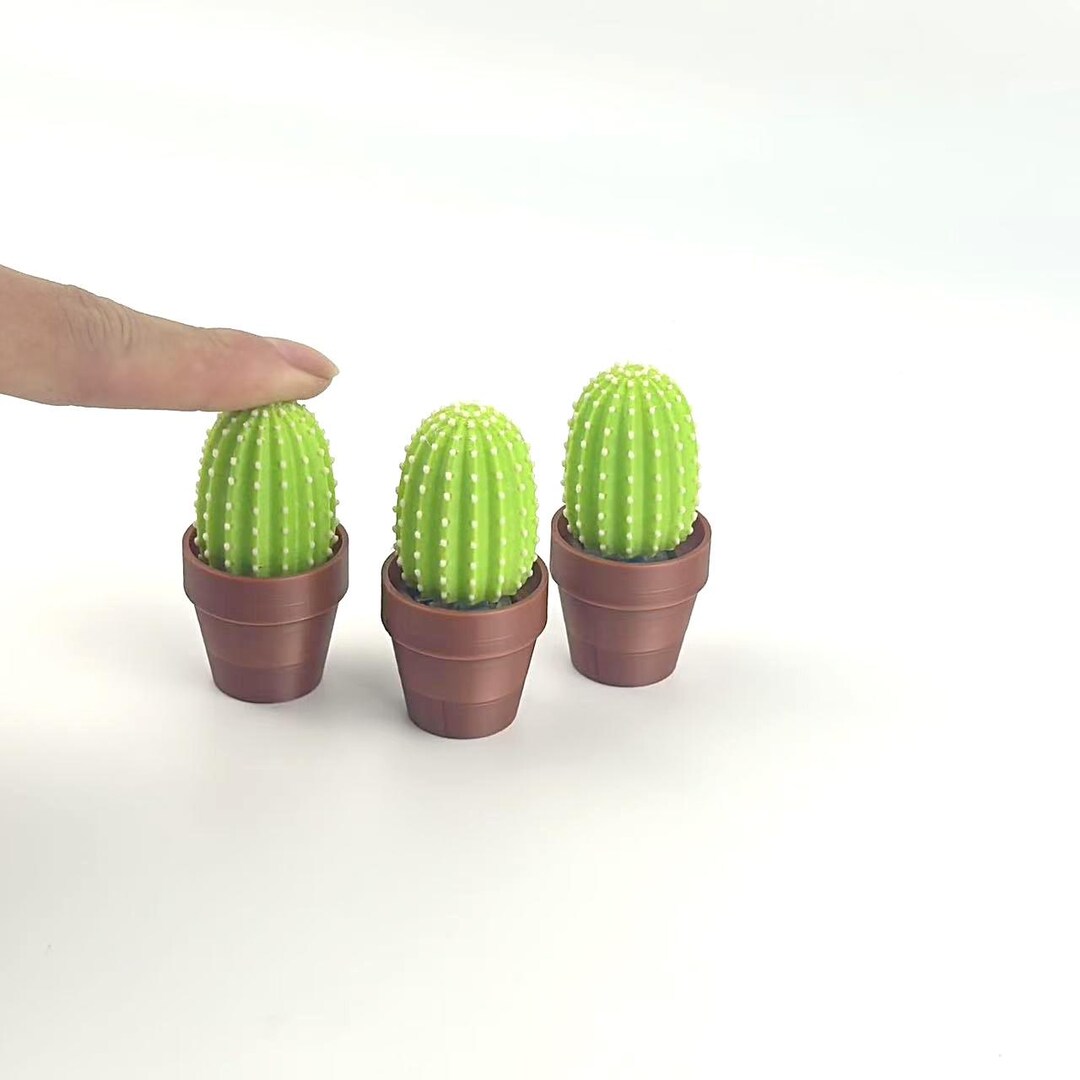 3D Printed Cactus Popper Toy Set - Cartoon Desk Ornament, Stress Relief ...