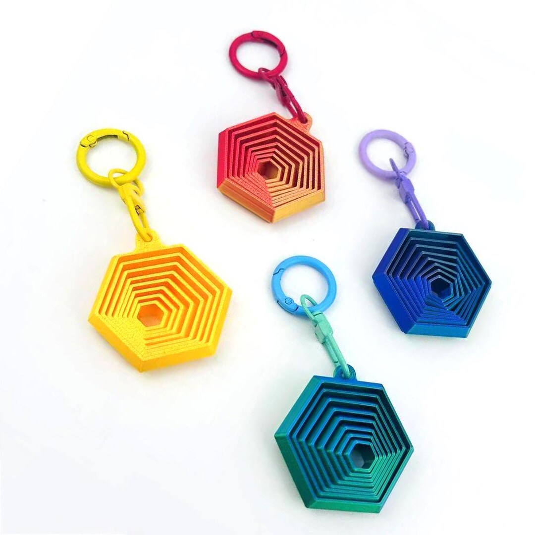 Fractal Fidget Hexagon – 3D Printed Stress Relief Toy 4 PCs– Geometric ...