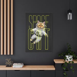Space Cat Poster – Funny Astronaut Cat Wall Art | Cosmic Kitty Print ...