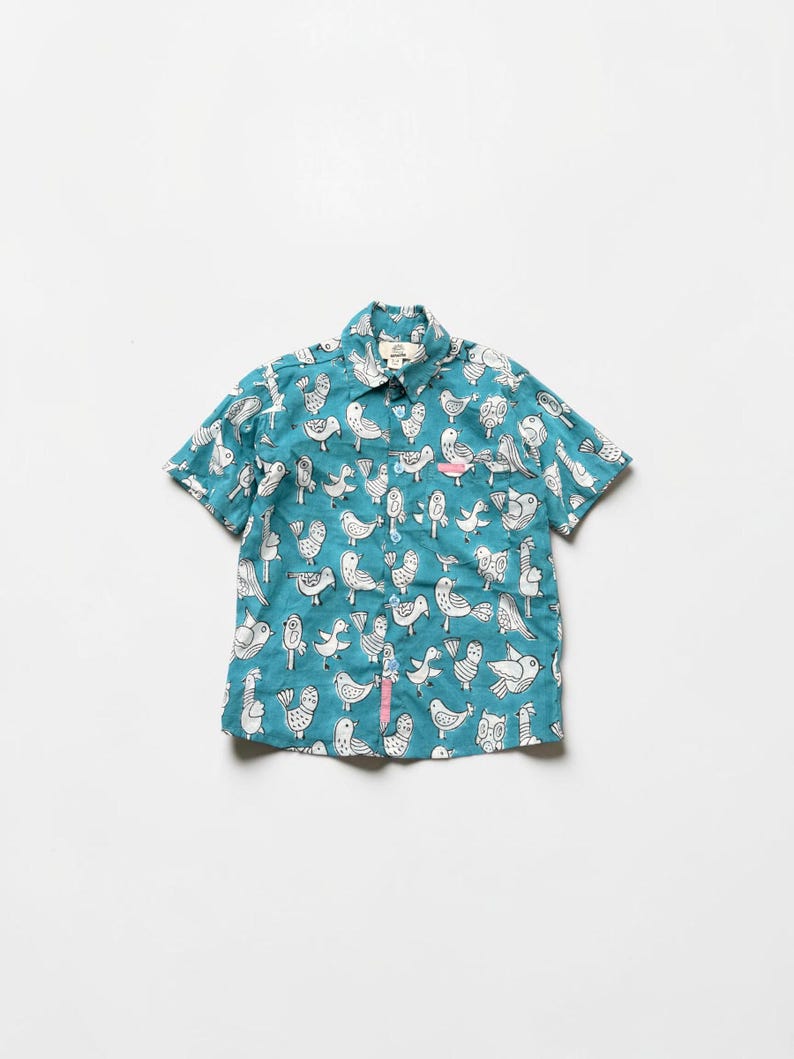 Block Print Boy Shirt, Short Sleeve Cotton Toddler Top, Handmade - Etsy